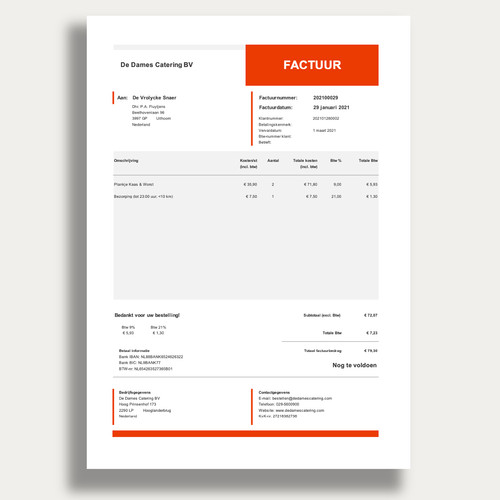 Excel Factuur Design Template Rood | Excelfacturatie.nl