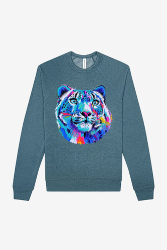 Festival of Colors Adult Fleece Raglan Sweatshirt | Snow Leopard ...