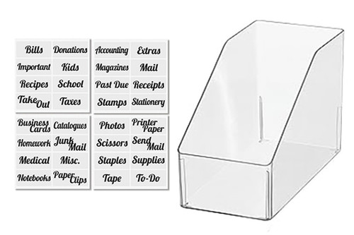 Slanted Office Bin with Labels | sort-your-stuff