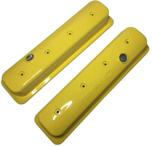 Custom Yellow SBC ZZ6/Vortec Center Bolt Valve Covers Holley 241-290 ...