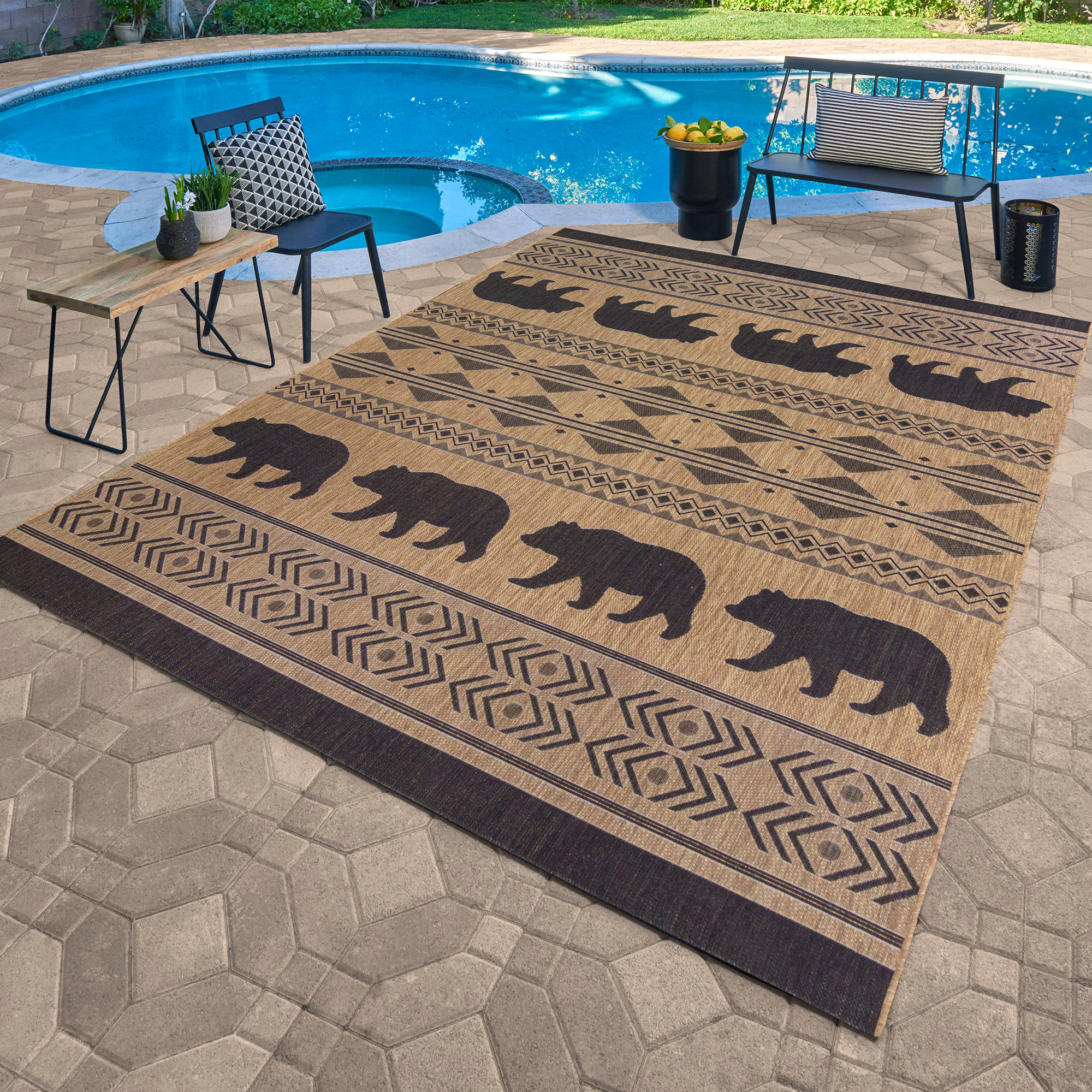 Osa Chestnut Black | Naples |OUTDOOR RUG | Gertmenian
