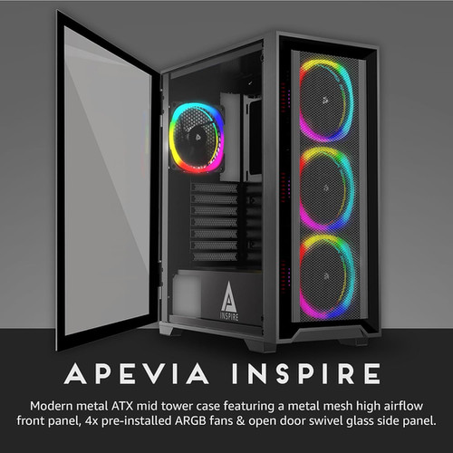 Apevia Inspire-BK Inspire Mid Tower ATX Gaming PC Case | Merlin ...