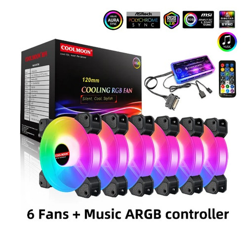 COOLMOON RGB 120mm Case Fans (6PK) | Merlin Computer Solutions