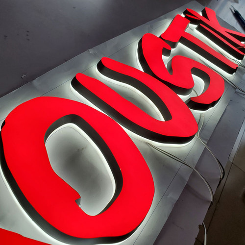 wall-mounted double side lighted red solid PMMA letter business ...