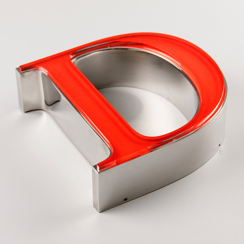 Red acrylic face luminous letters Stainless steel led signs custom yard ...