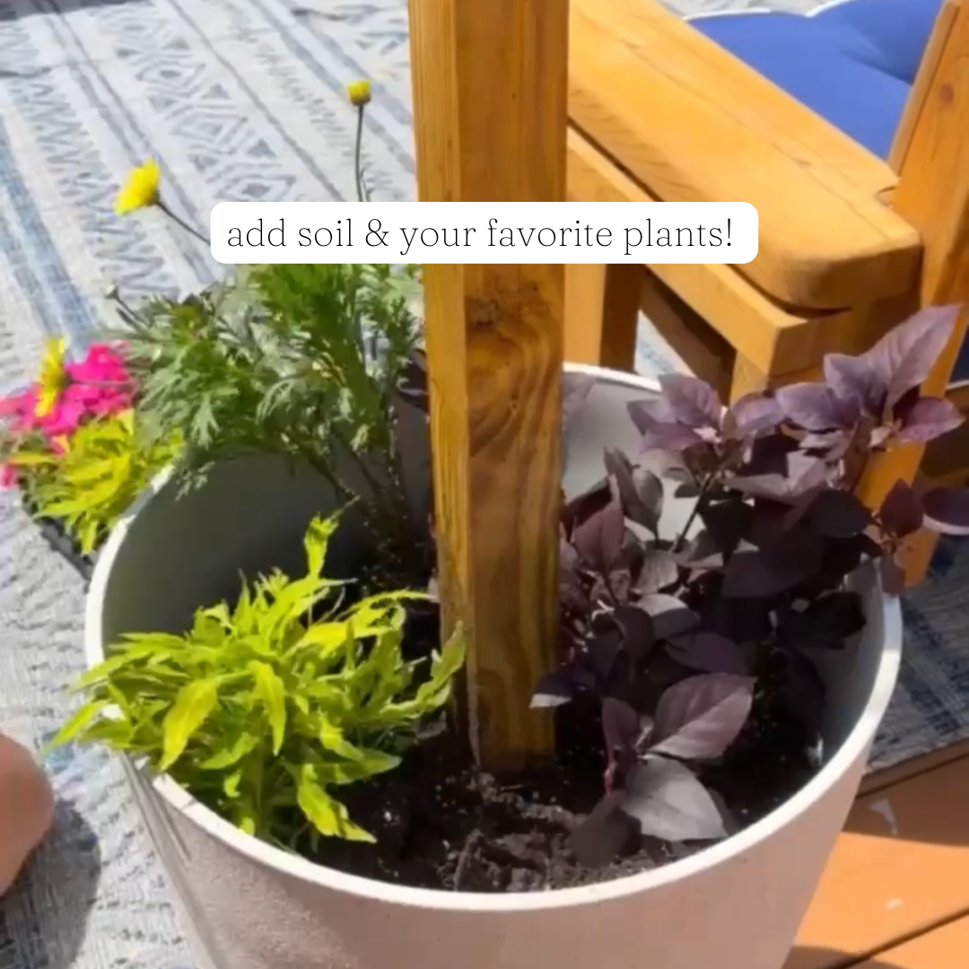 DIY planters with poles for string lights