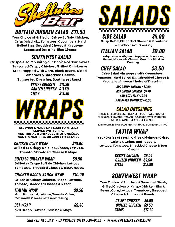 MENUS | Shellukes Bar And Gr