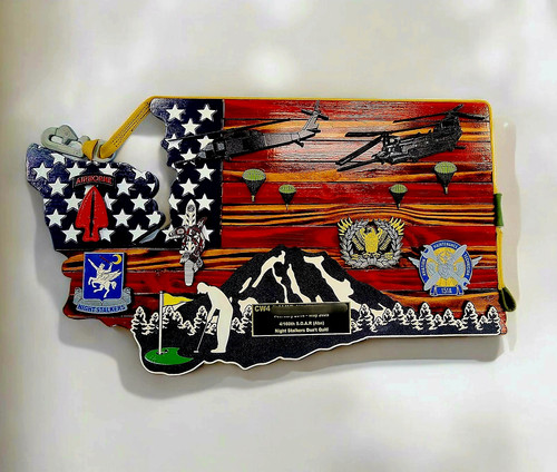 WA State-Shaped | American Flag Wood Plaque |XL Size 3FT | TRIGON ...