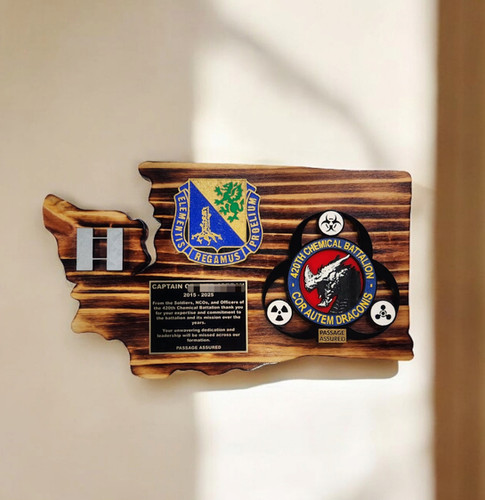 WA State Shaped Wood Plaques | Custom 3D Logos | Retire