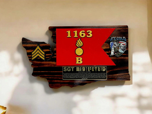 WA State Shaped| Guidon | Wood Plaques | Custom 3D Logo