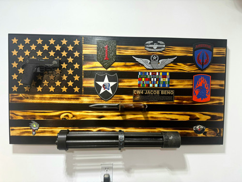 American Flag Plaque with Custom Wood Design| Logos | Full Color ...