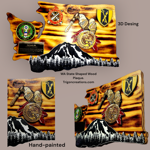 WA State Shaped Wood Plaque| Mt. Rainier | Fully Customizable | TRIGON ...
