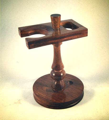 Wooden Cutthroat Razor & Brush Stand | vintage-razors