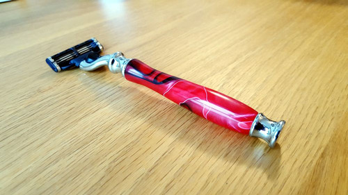 Fredricssons Hand Turned Mach 3 Razor - Red | vintage-razors