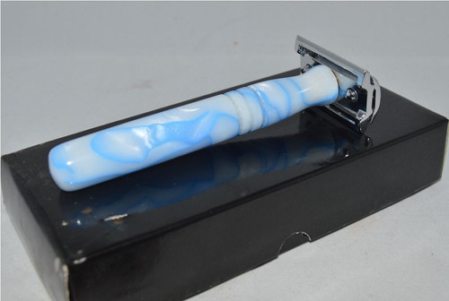 Fredricssons Hand Turned DE Razor Handle BLUE | vintage-razors