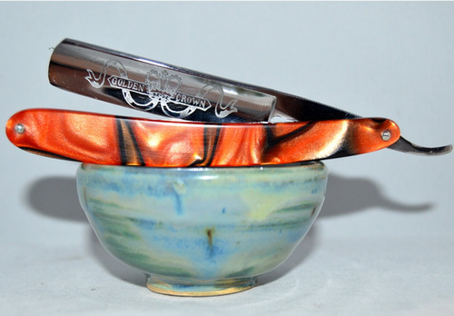 "Golden Crown" straight razor in Kirinite Scales. | vintage-razors
