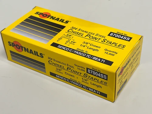 Spotnails 87004SS 3/8in Crown x 1/4in leg staples | Conspec Limited Berm