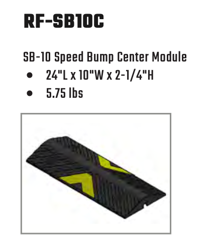 Rubberform RF-SB10C 24in x 10in x 2 1/4in speed bump centre | Conspec ...