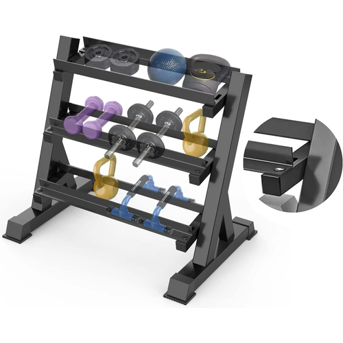 THERUN 1100lbs Adjustable 3 Tier Dumbbell/Kettlebell Rack Stand ...