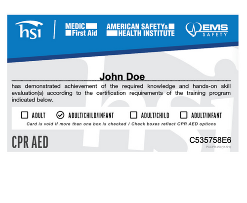 HSI CPR/AED E-Card | Precise CPR