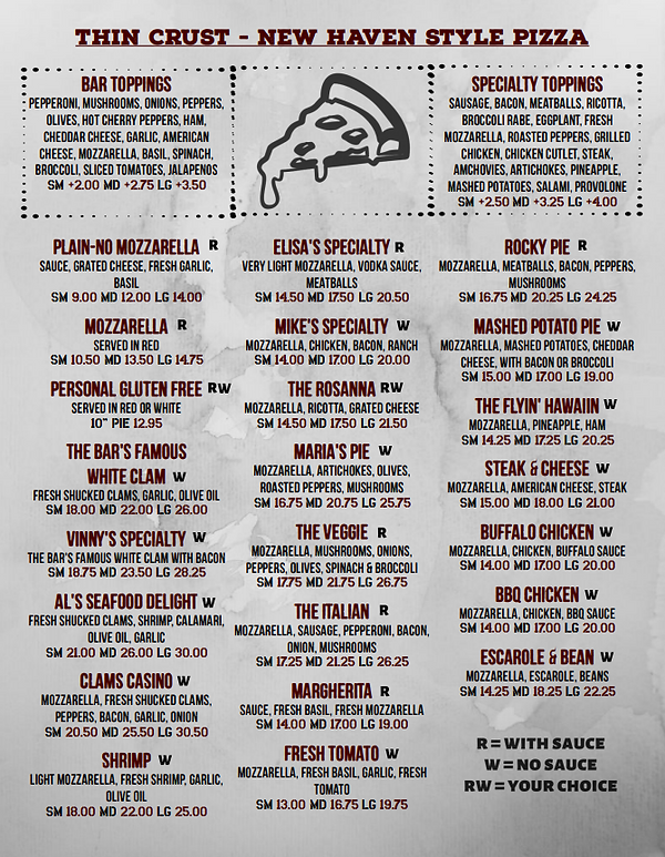 MENU | The Bar North Haven