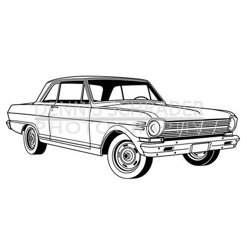 Chevrolet Nova 1962 3QTR Front Digital Download Car Illustration svg ...