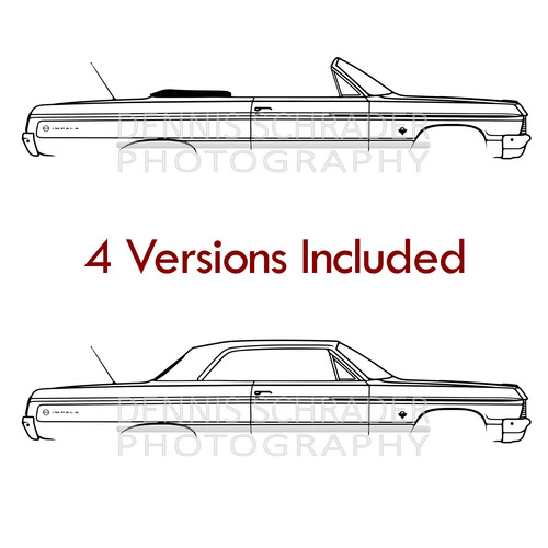 Chevrolet Impala 1964 Digital Download Car Illustration svg Vector ...