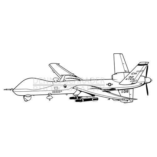 MQ-9 Reaper Drone Digital Download Warplane Illustration svg Vector ...
