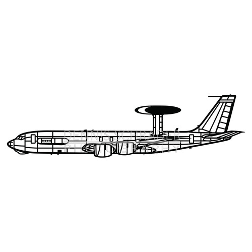 E-3 Sentry AWACS Military Plane Digital Download Illustration svg ...