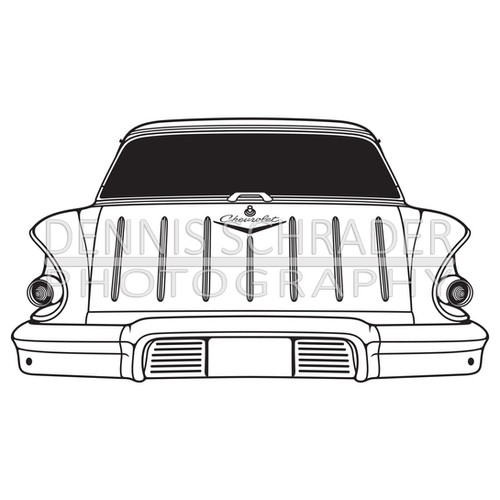Chevrolet Nomad 1958 Rear Digital Download Car Illustration svg Vector ...