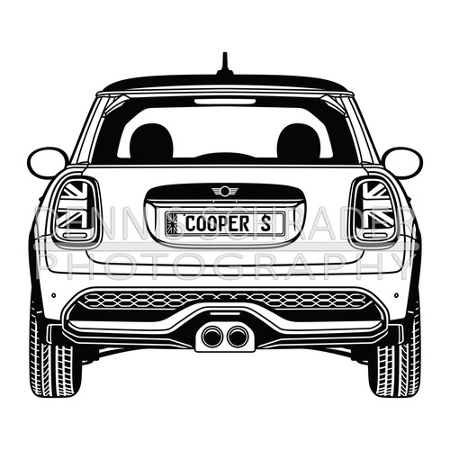 Mini Cooper S 2023 Rear Digital Download Car Illustration svg Vector ...