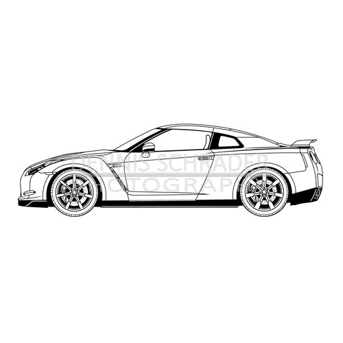 Nissan GT-R 2009 Side Digital Download Car Illustration svg Vector ...