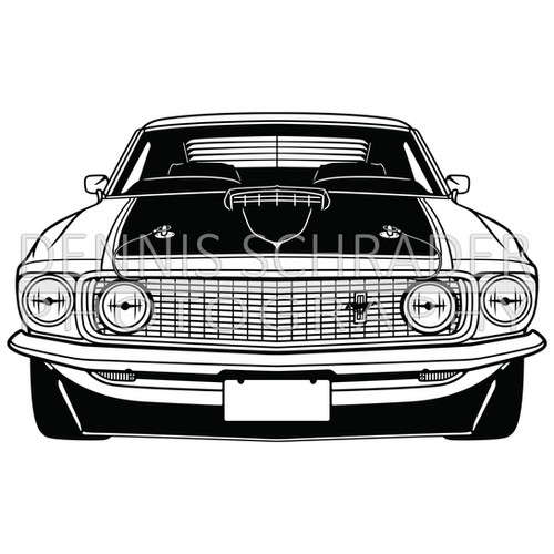 Ford Mustang Mach 1 1969 Front Digital Download Car Illustration svg ...