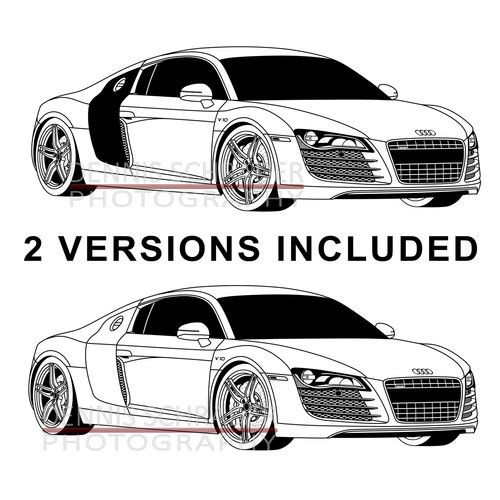 Audi R8 Front Digital Download Car Illustration svg Vector | Fastlane ...