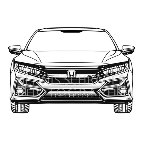 Honda Civic SI Sedan 2020 Front Digital Download Car Illustration svg ...