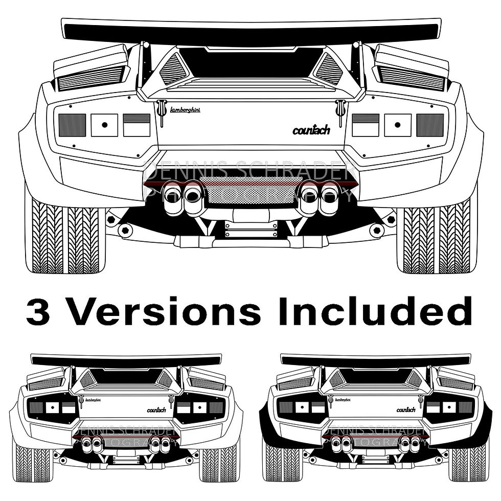 Lamborghini Countach Rear Digital Download Car Illustration svg Vector ...