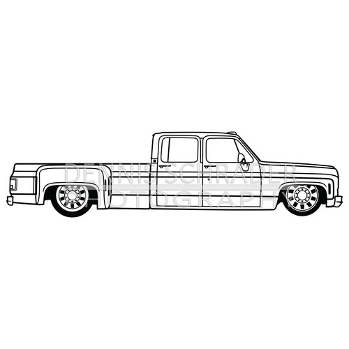 GMC 3500 Dually 1975 Lowered Pick Up Digital Download Illustration svg ...