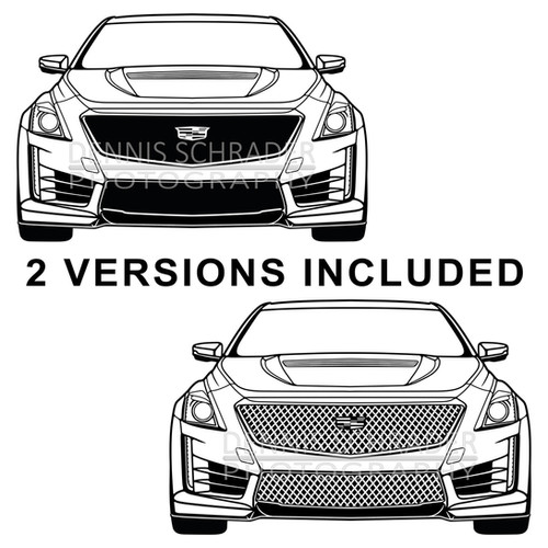 Cadillac CTS-V 2017 Front Digital Download Car Illustration svg Vector ...