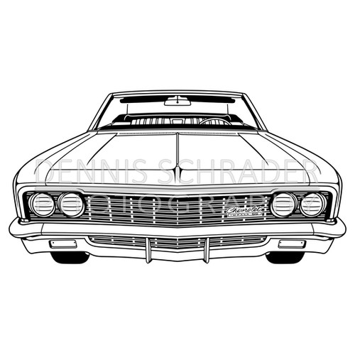 Chevrolet Impala SS Cnvt 1966 Front Digital Download Car Illustration ...