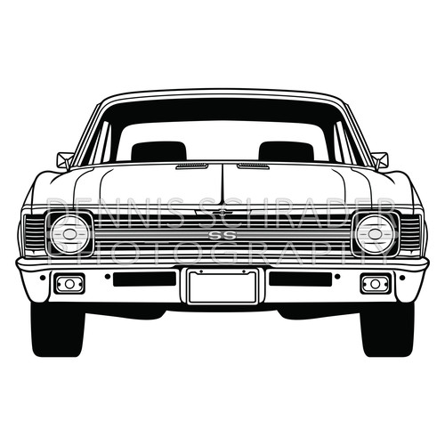 Chevrolet Nova SS 1972 Front Digital Download Car Illustration svg ...
