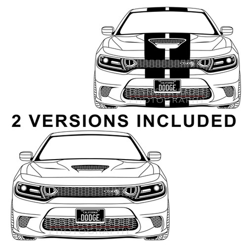 Dodge Charger 2018 SRT Front Digital Download Car Illustration svg ...