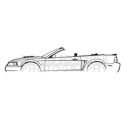 Ford Mustang GT Convertible 00-2004 Digital Download Car Illustration ...