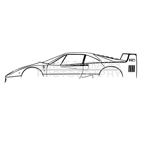 Ferrari F40 Supercar Digital Download Car Illustration svg Vector ...