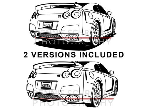 Nissan GT-R Rear Digital Download Car Illustration svg Vector ...