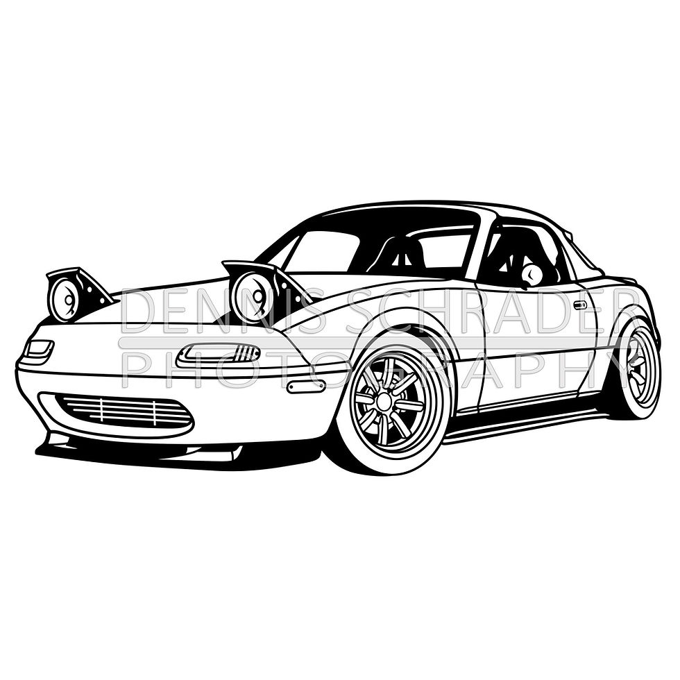 Mazda MX-5 Miata with Top Roadster Digital Download Car Illustration ...