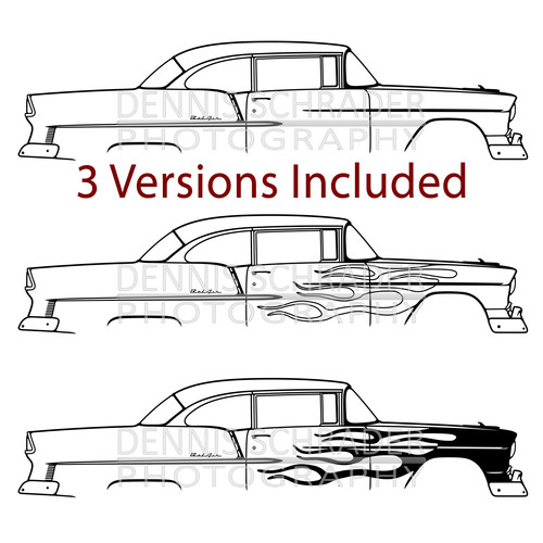 Chevrolet Bel Air 1955 Digital Download Car Illustration svg Vector ...