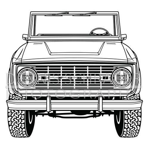 Ford Bronco Classic Front Digital Download Car Illustration svg Vector ...