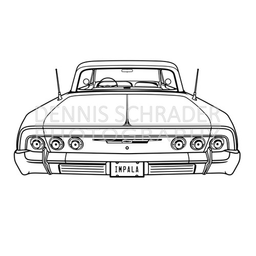 Chevrolet Impala HT 1964 Rear Digital Download Car Illustration svg ...