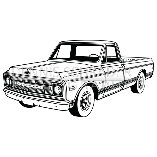 Chevrolet C10 Truck Pick Up 3QTR Digital Download Illustration svg ...