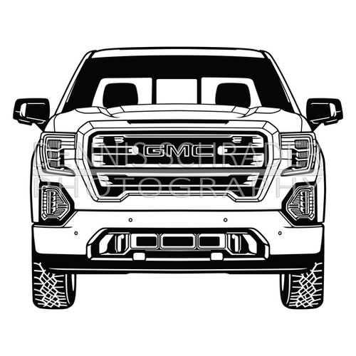 GMC Sierra 2022 Truck Pick Up Front Digital Download Illustration svg ...